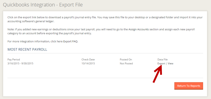 How do I export payroll data and import it to my accounting software?